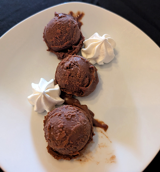 Chocolate dessert that makes you question your lifelong allegiance to key lime pie. The eternal Florida dessert dilemma, beautifully presented.