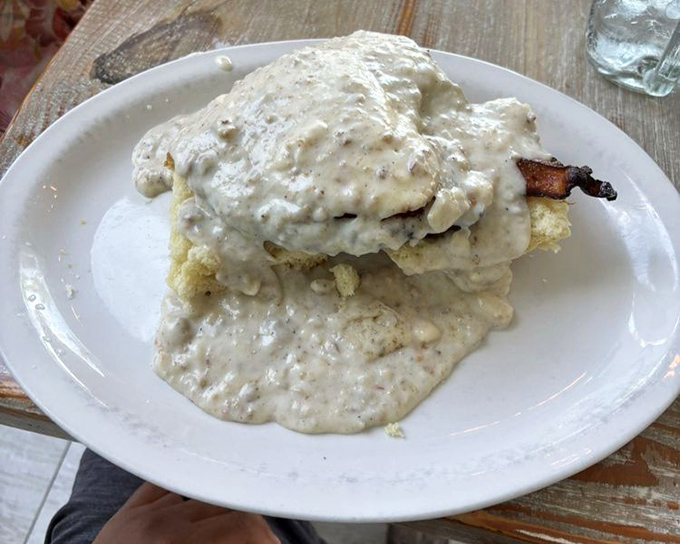 This biscuit and gravy situation isn't just comfort food&mdash;it's a warm, southern-style hug on a plate.