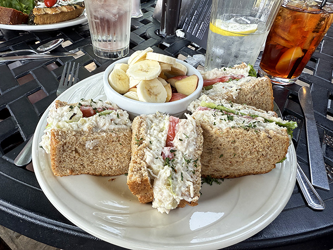 Chicken salad sandwich that puts deli counters everywhere on notice. Those fresh banana slices alongside? The perfect sweet counterpoint.