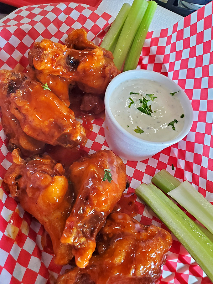 Buffalo wings that don't mess around&mdash;saucy, substantial, and served with cooling ranch that provides the perfect flavor counterpoint. Napkins: non-optional.