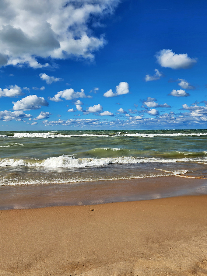 Cloud-watching at its finest&mdash;nature's ever-changing ceiling art installation above Lake Michigan's refreshing waters.