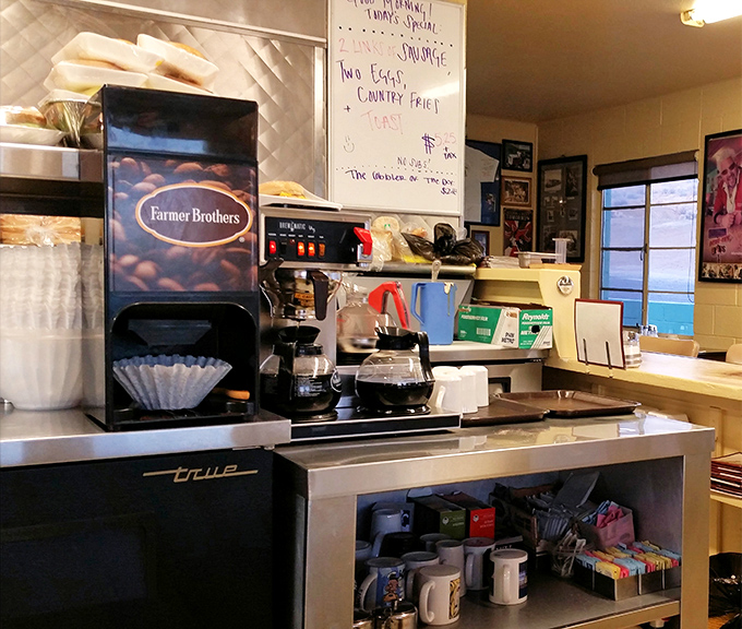 The coffee station &ndash; command central for the lifeblood that keeps this roadside institution running from dawn till early afternoon.