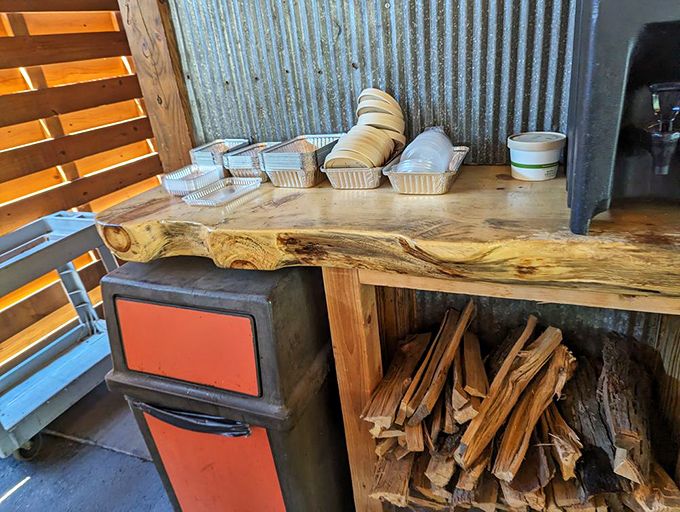 Behind every great barbecue is a stack of wood and containers waiting for their moment. The backstage pass to flavor town.