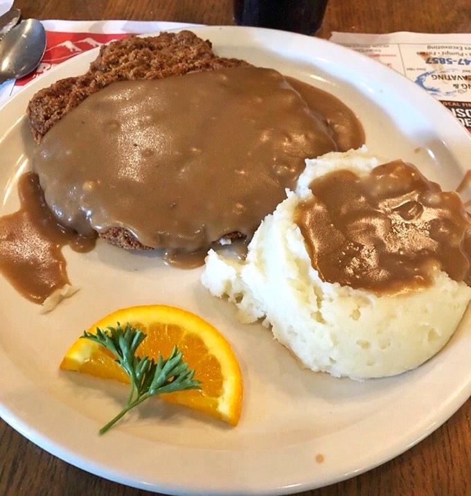 Country-fried steak swimming in gravy&mdash;comfort food that hugs your insides like your favorite childhood blanket.