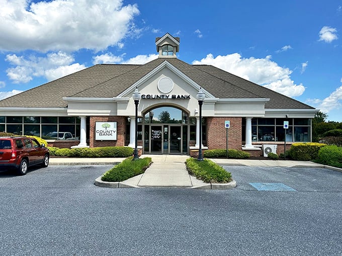 Even County Bank embraces Milton's architectural personality with its colonial-inspired design&mdash;banking with a side of historical appreciation.