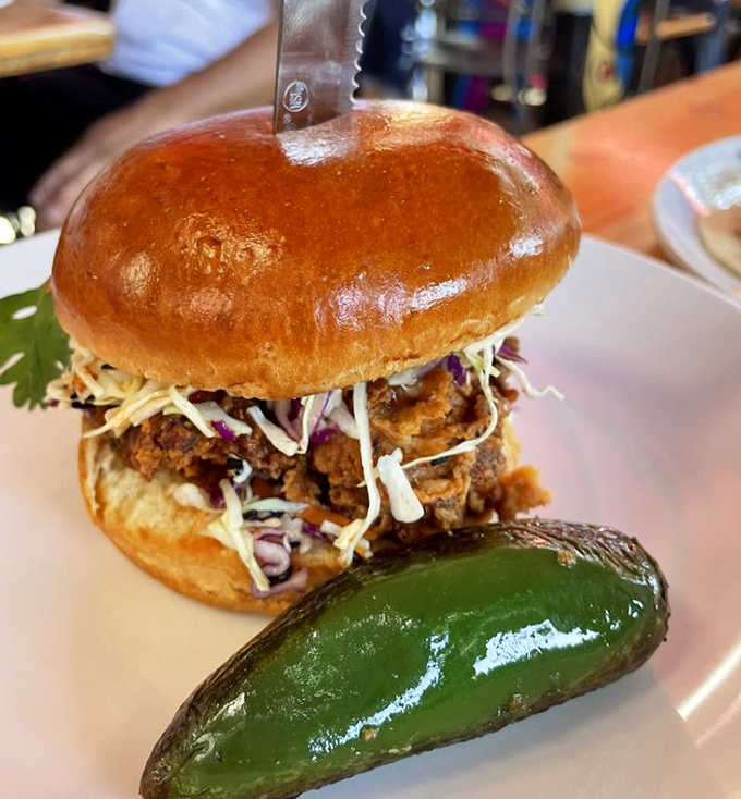 This isn't just a chicken sandwich &ndash; it's architecture. Layers of crispy goodness demanding respect and a two-handed commitment.