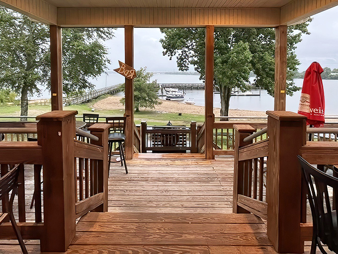 The deck offers that million-dollar lake view that no amount of indoor ambiance can compete with &ndash; nature's dining room.