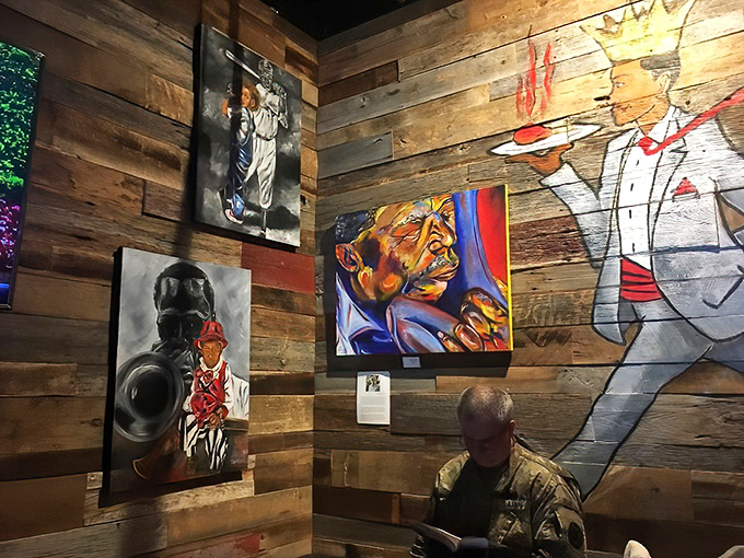 Art adorns the walls, telling stories of Nashville's cultural heritage while you contemplate your next brave bite.