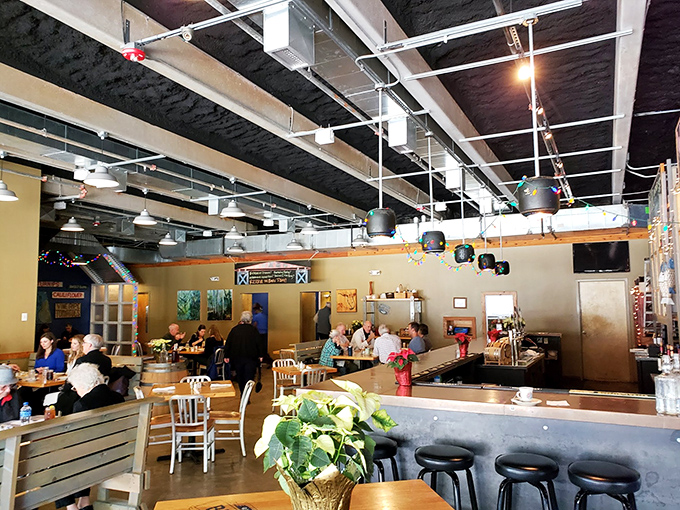 The dining room buzzes with the energy of satisfied customers, where every table tells a different delicious story.