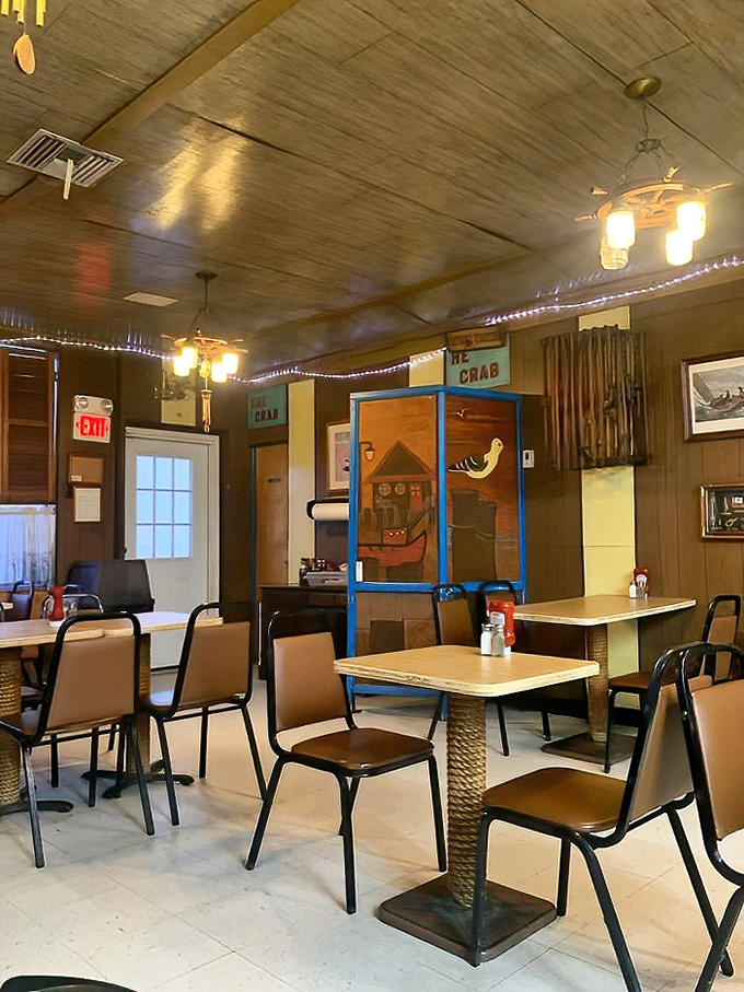 Cozy dining room where maritime charm meets suburban comfort in the most delightful way possible.