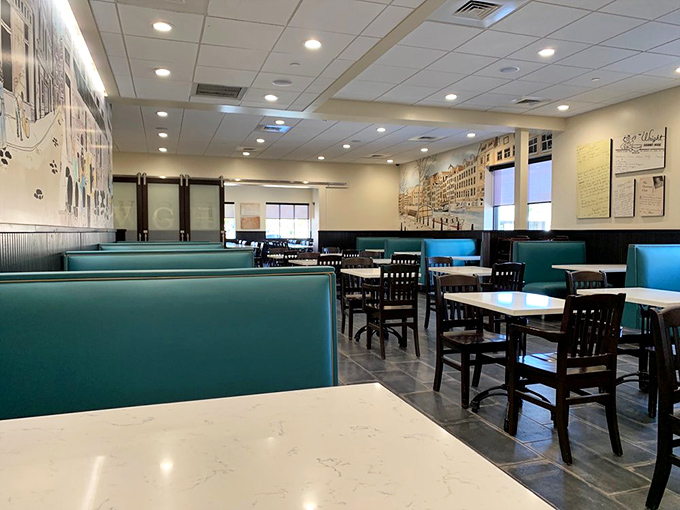 Clean lines, comfortable seating, and the promise of sandwich perfection. Wright's dining area offers the perfect stage for the main event.