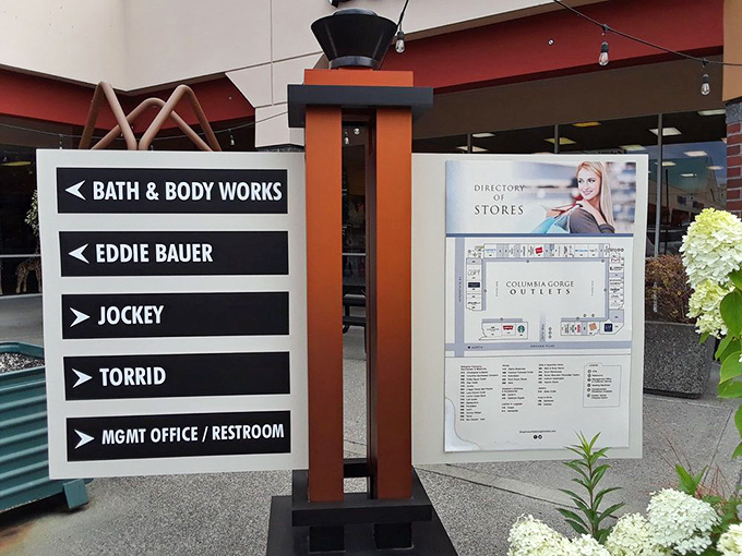 The directory sign &ndash; your treasure map to savings. X marks the spot where your credit card will get a workout.