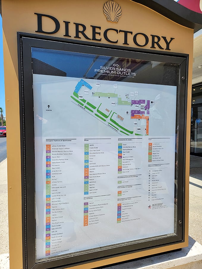 The mall directory &ndash; your treasure map to retail adventures. Study it like you're planning a heist, because in a way, you kind of are.