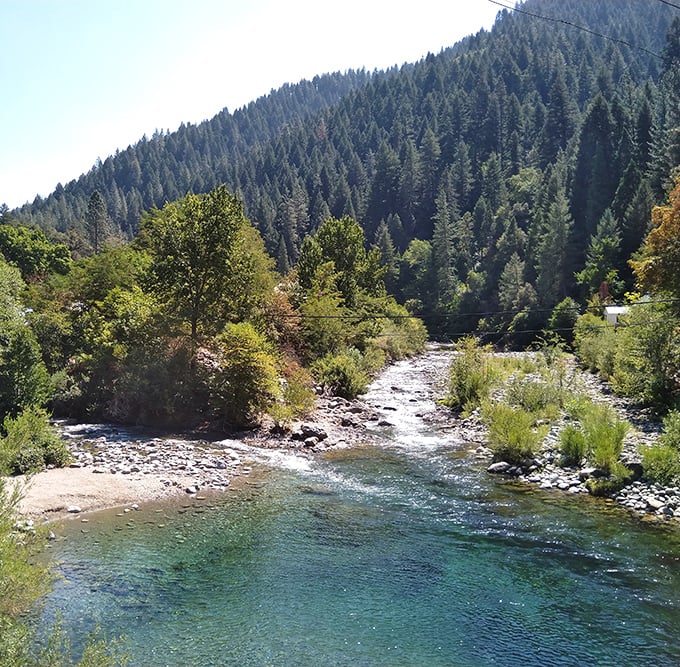The crystal-clear Downie River doesn't just flow through Downieville &ndash; it's the town's liquid soul, carving paths through stone and memory alike.