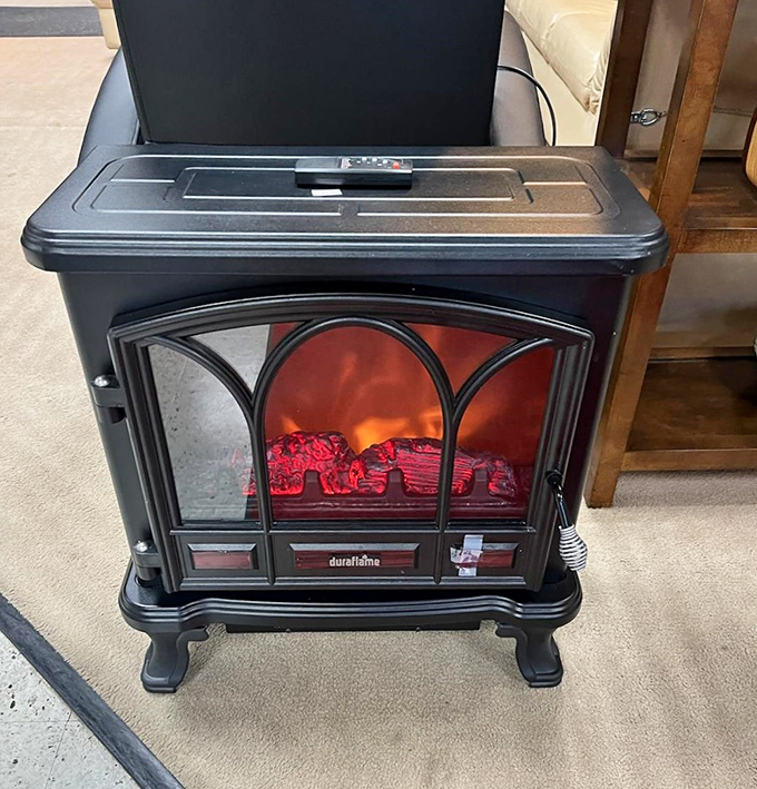 This electric fireplace delivers cozy vibes without the wood-chopping, chimney-cleaning commitment. Modern convenience meets traditional charm.