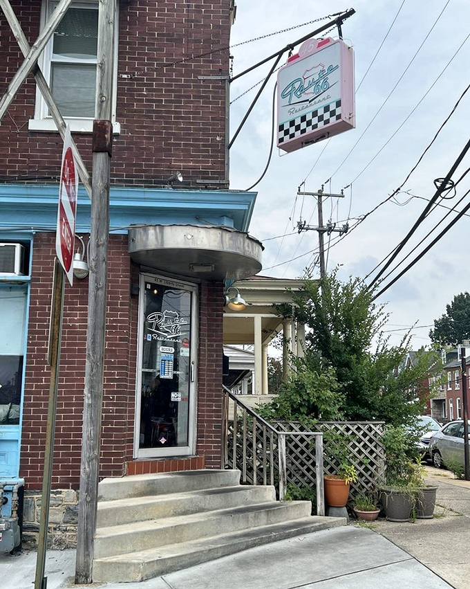 The entrance beckons with its simple charm, like a friend saying "come on in" with the promise of deliciousness inside.