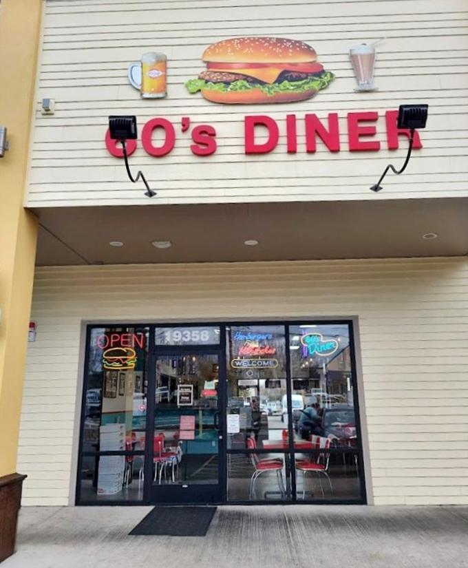 The gateway to good times, where neon signs beckon like old friends saying "Yes, we have the comfort food you've been thinking about all day."