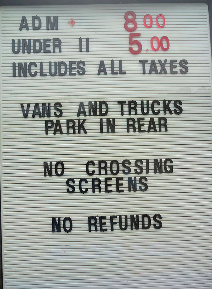 The rules of engagement spelled out in black and red. Drive-in etiquette hasn't changed much since your parents brought you here in pajamas.