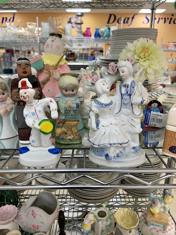 A porcelain parliament of figurines stands at attention. One person's kitsch is another's priceless collection starter.