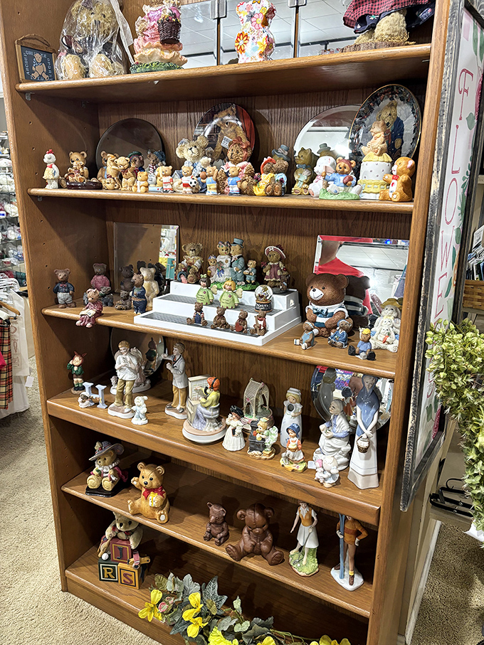 This collection of figurines and bears tells a thousand stories. Each tiny face has witnessed a home before yours.