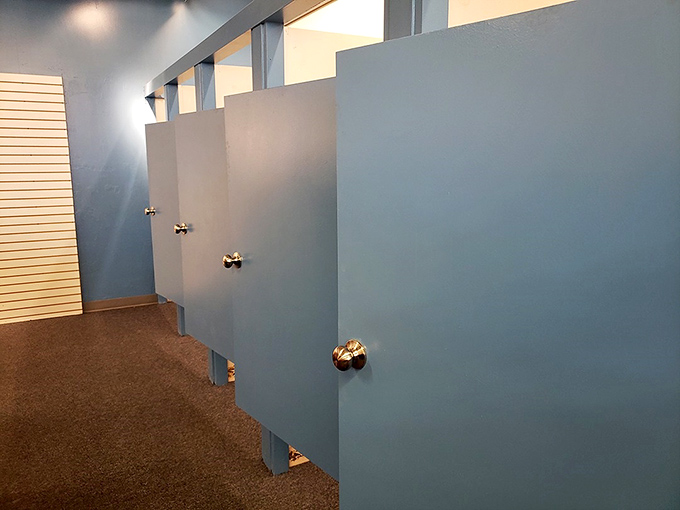 Fitting rooms that respect your dignity&mdash;a rare find in thrift world. No makeshift curtains or questionable lighting here!