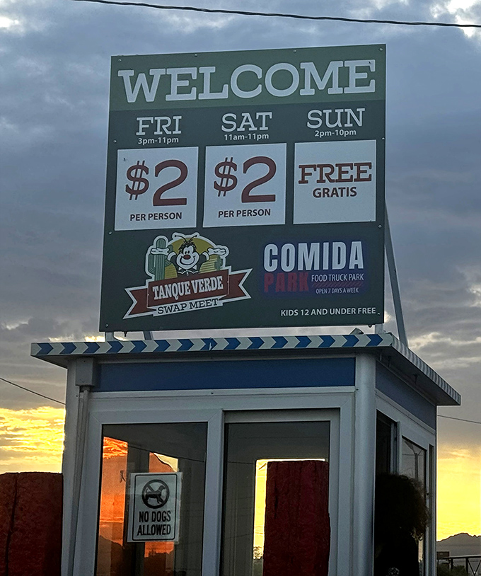 The most honest sign in retail: $2 admission and FREE on Sundays. Even the pricing at Tanque Verde is a bargain hunter's dream.