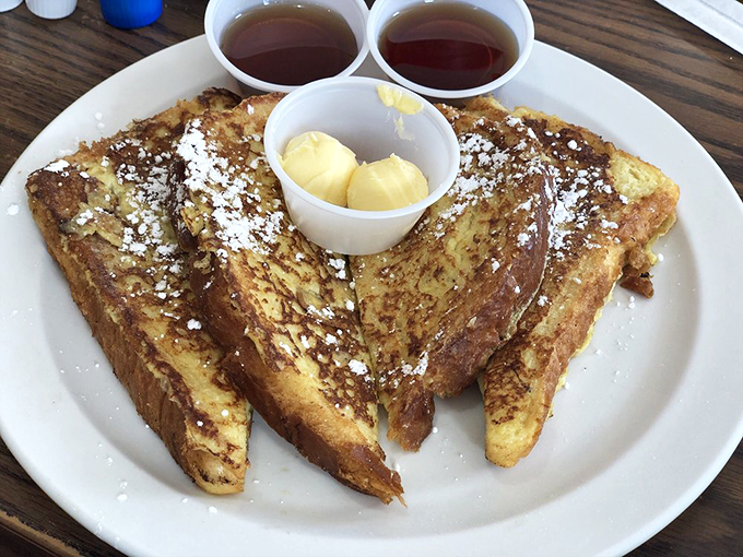 French toast that makes you question why you ever eat anything else for breakfast. Powdered sugar snowfall included at no extra charge.