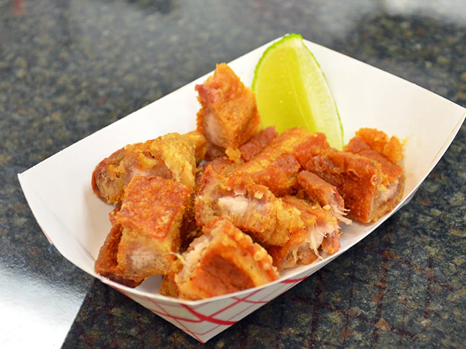 Chicharrones that crackle with each bite, served with lime because even perfection can be improved with a citrus kiss.