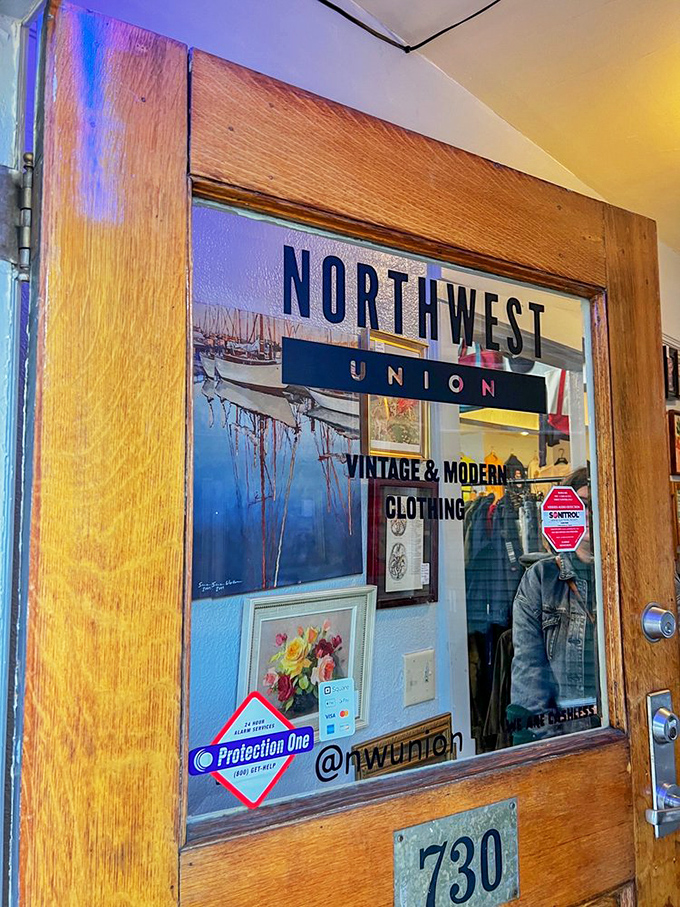 The wooden door with "Northwest Union" emblazoned across glass isn't just an entrance—it's a portal to Portland's sustainable fashion universe.