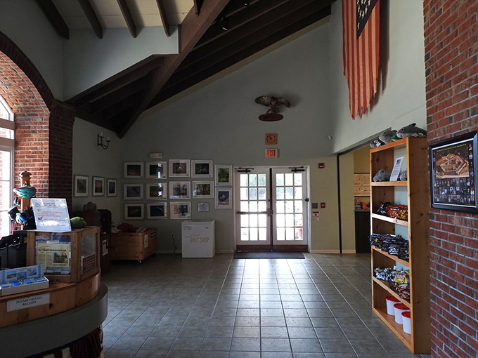 The gift shop interior combines rustic charm with air conditioning&mdash;arguably the most important historical innovation for Florida tourism.