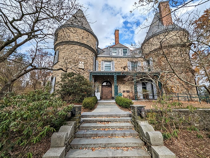 Grey Towers looks like a castle that took a wrong turn at the Loire Valley and decided Pennsylvania was charming enough to stay put.