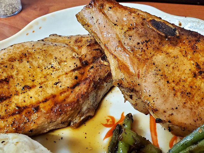 These pork chops aren't just cooked&mdash;they're respected. Perfectly seared and served alongside vibrant green beans that pop with freshness.