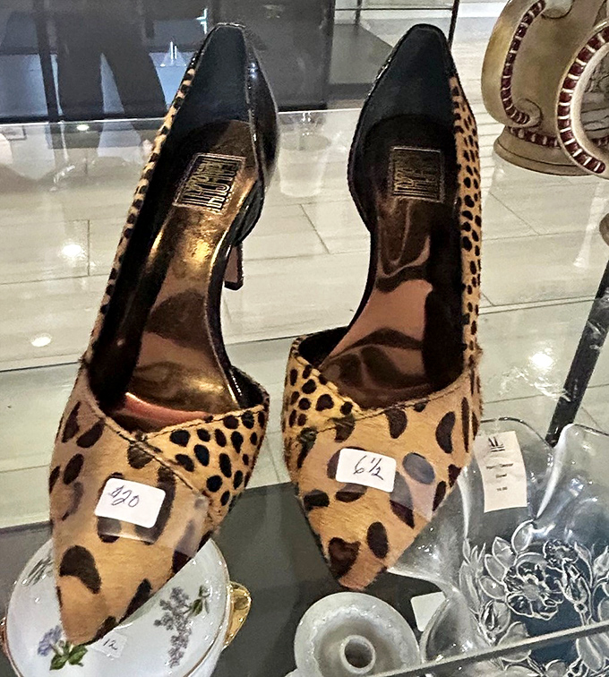Leopard print heels with plenty of life left in them&mdash;someone's "too high to wear" is your next statement-making footwear find.