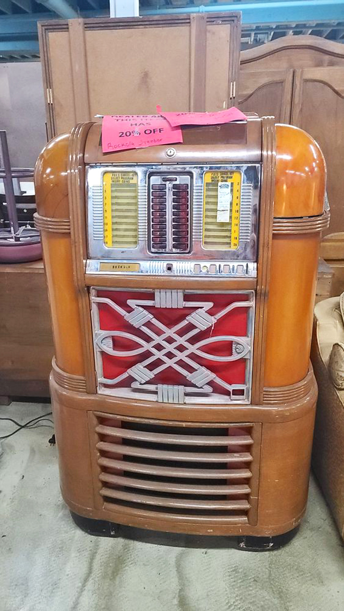 This isn't just a jukebox&mdash;it's the soundtrack to someone's first kiss, wrapped in honey-colored wood and nostalgia. Currently 20% off memories.