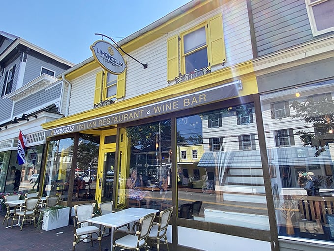 Limoncello's sunny yellow façade promises Italian delights inside—a Mediterranean vacation without leaving Maryland's Eastern Shore.