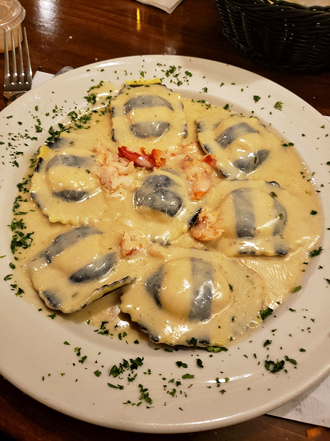 Lobster ravioli bathed in a sauce so rich it probably has its own accountant. Those pillows of pasta are stuffed with maritime treasures.