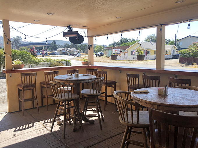 Simple wooden chairs, round tables, and mountain views&mdash;a reminder that the best dining experiences often come without white tablecloths or complicated menus.