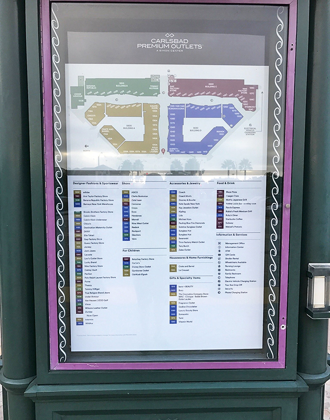 The mall directory&mdash;a treasure map for adults. X marks the spot where designer shoes are 60% off.