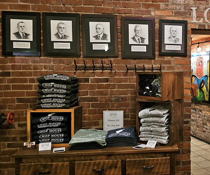 Merchandise that lets you take the experience home. Those framed portraits on the wall? The culinary ancestors watching over today's dining experience.