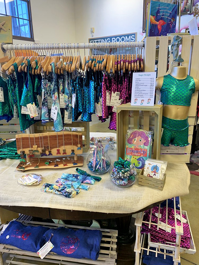 Mermaid magic for the little ones! This shimmering display of aquatic-themed clothing and accessories would make even Ariel jealous.