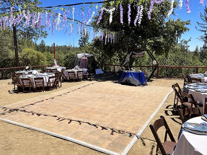 An outdoor wedding venue that makes even non-romantics consider renewing vows&mdash;string lights, mountain views, and dance floors under open skies.