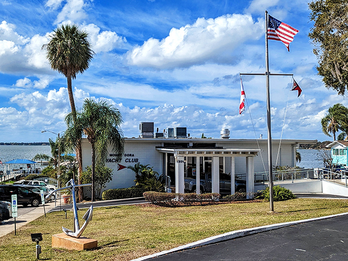 The Mount Dora Yacht Club stands ready for nautical adventures. Where captains of industry become captains of pontoon boats for the afternoon.
