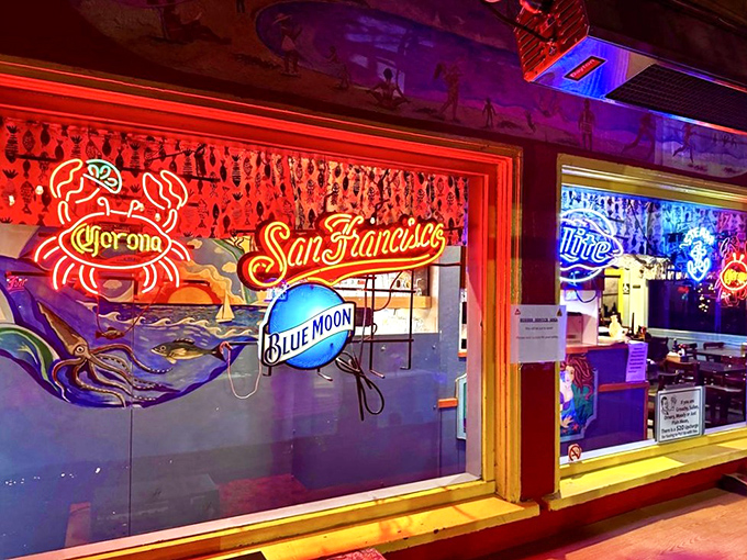 The neon signs cast a warm glow, promising cold beer and fresh seafood&mdash;two promises Barbara's Fishtrap always keeps.