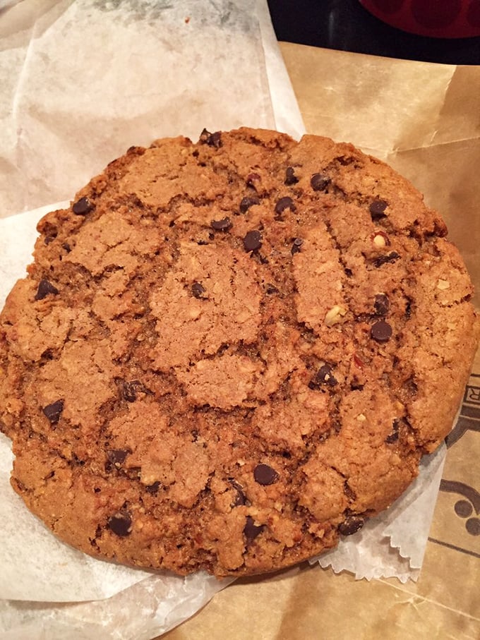 This chocolate chip cookie isn't just baked—it's engineered for maximum happiness delivery. The perfect balance of crisp and chewy.