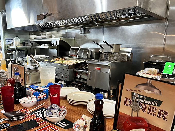 The open kitchen where breakfast dreams come true&mdash;stainless steel, organized chaos, and the promise of something delicious.