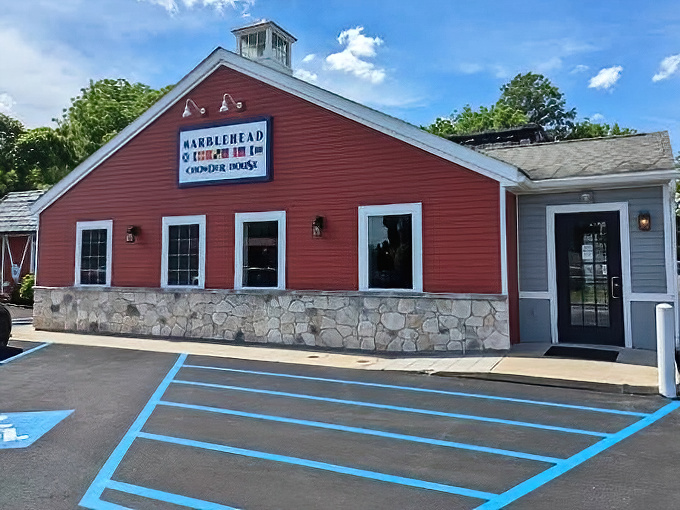 Under blue skies, the red exterior of Marblehead looks like it was plucked from a Massachusetts fishing village and gently placed in Pennsylvania.