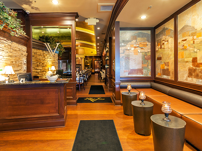 The entrance welcomes you with warm woods, Italian-inspired artwork, and the promise that carbs don't count when they're this authentic.