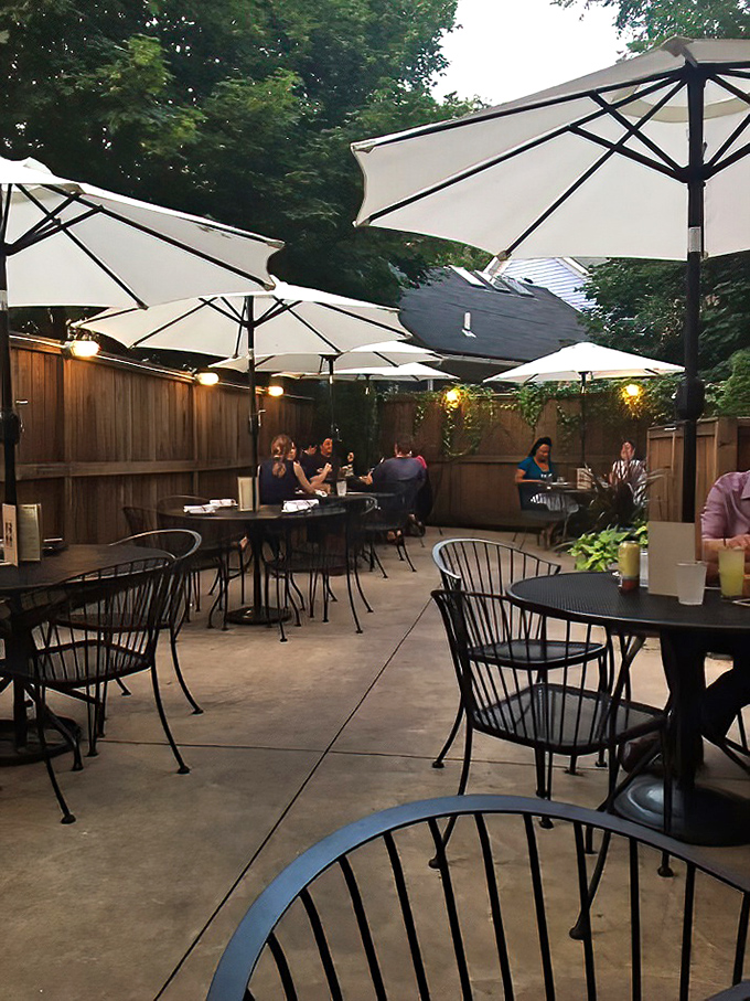 The outdoor dining area whispers "summer romance" even if you're just having a passionate affair with your enchiladas.