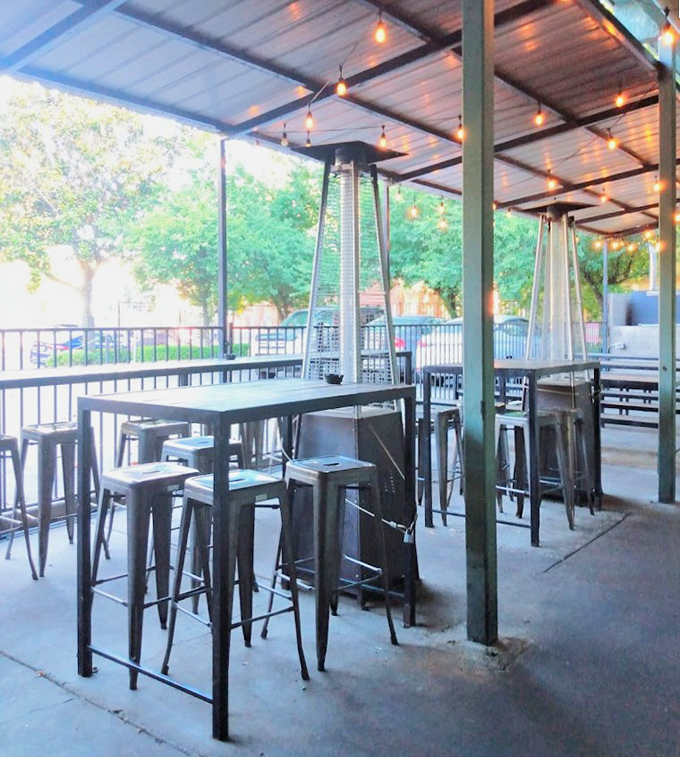 The covered patio offers the perfect middle ground&mdash;outdoor ambiance with protection from Sacramento's summer sun and occasional winter drizzle.