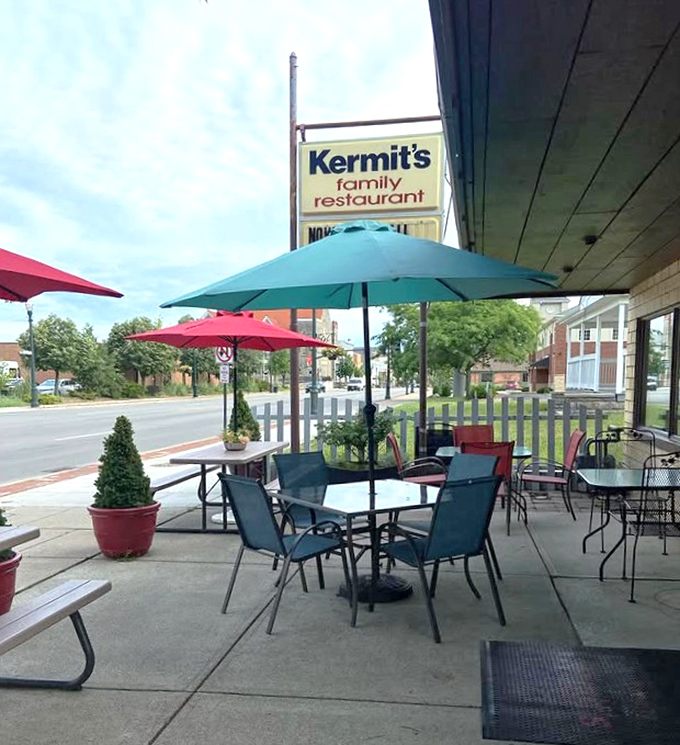 Outdoor seating for when Ohio weather decides to play nice with your breakfast plans.